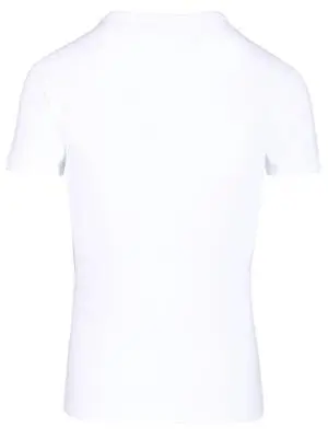 Celine Ribbed Cotton T-shirt With Raised Brand Print - White