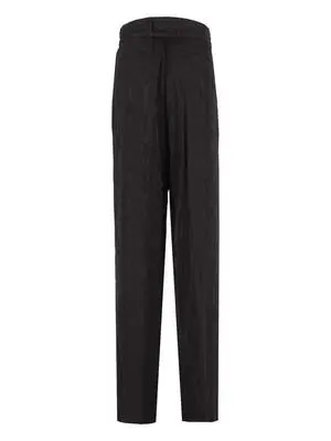 Dries Van Noten High-waisted Moiré Motif Trousers - Black