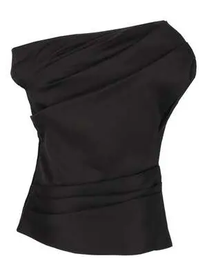 SELF-PORTRAIT Draped Taffeta Top
