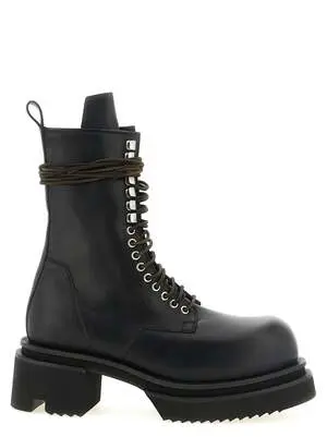 Rick Owens Lace Up Bogun' Combat Boots - Black