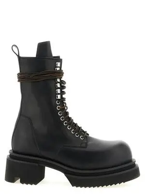 Rick Owens Lace Up Bogun Combat Boots