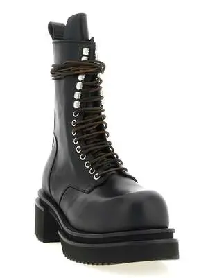 Rick Owens Lace Up Bogun Combat Boots