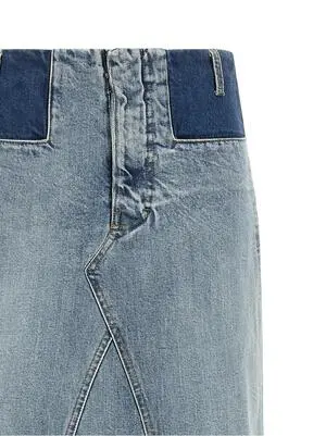 MAISON MARGIELA Deconstructed Two-tone Denim Skirt - Blue