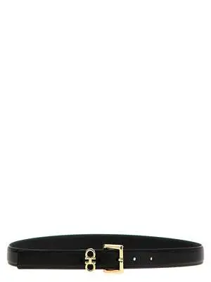 FERRAGAMO Gancini Double Belt - Black