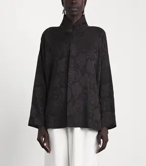 Eskandar Silk Double-stand Collar Shirt