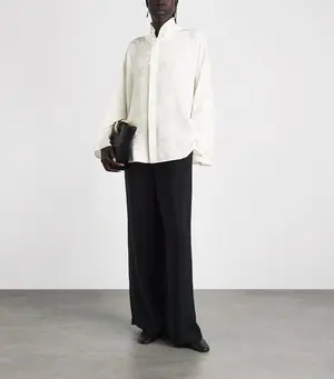 Eskandar Silk Double-stand Collar Shirt