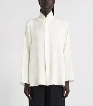 Eskandar Silk Double-stand Collar Shirt