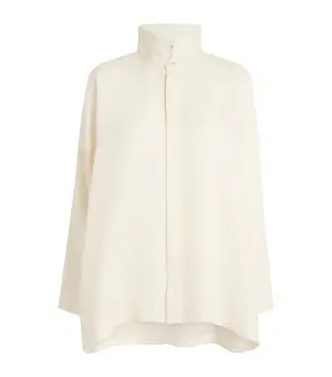 Eskandar Silk Double-stand Collar Shirt - Grey