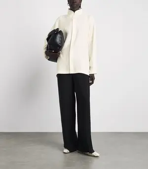 Eskandar Silk Double-stand Collar Shirt