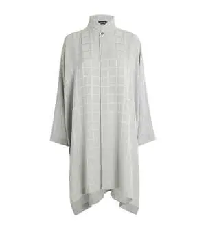 Eskandar Silk Double-stand Collar Shirt - Grey
