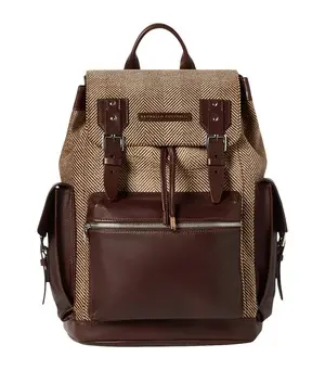Brunello Cucinelli Leather-trim Backpack - Brown