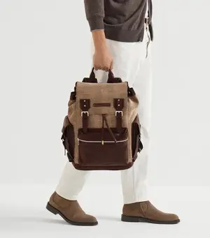 Brunello Cucinelli Leather-trim Backpack