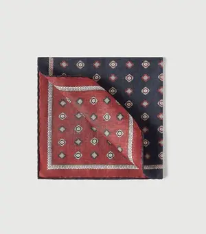 Brunello Cucinelli Silk Medallion Pocket Square - Blue
