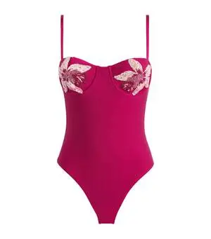 PatBO Flower Embellished Swimsuit - Pink