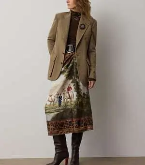Ralph Lauren Silk Debbie Midi Skirt
