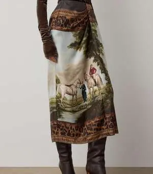 Ralph Lauren Silk Debbie Midi Skirt - Beige