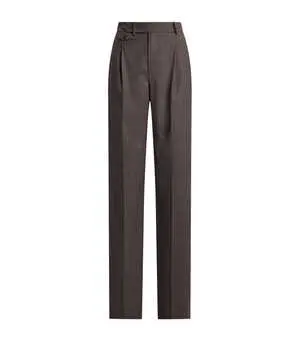 Ralph Lauren Wool-blend Straight Trousers - Brown