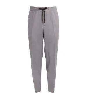 MAURIZIO BALDASSARI Stretch-virgin Wool Drawstring Trousers - Grey
