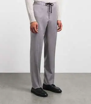 MAURIZIO BALDASSARI Stretch-virgin Wool Drawstring Trousers