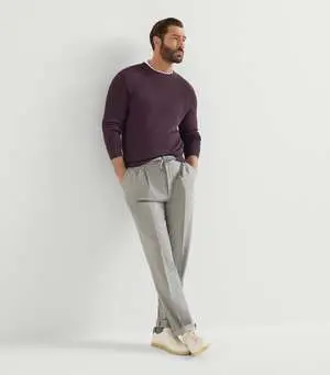 Brunello Cucinelli Virgin Wool Pleated Drawstring Trousers