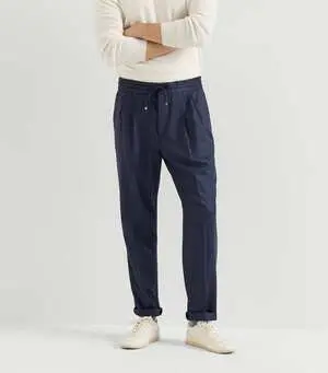 Brunello Cucinelli Virgin Wool Pleated Drawstring Trousers
