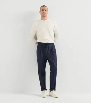 Brunello Cucinelli Virgin Wool Pleated Drawstring Trousers