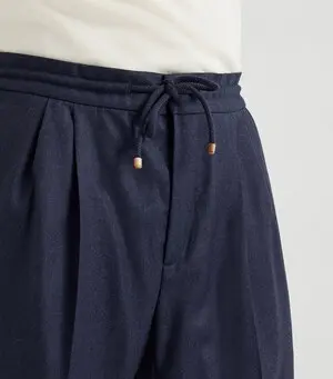 Brunello Cucinelli Virgin Wool Pleated Drawstring Trousers