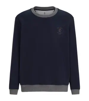 Brunello Cucinelli Cotton Embroidered Sweatshirt - Blue