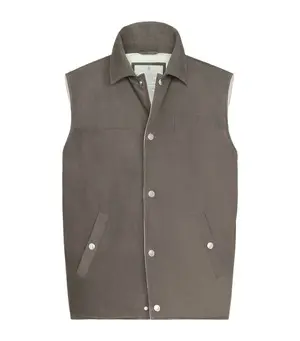 Brunello Cucinelli Down Leather Gilet - Grey