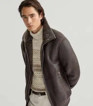 Brunello Cucinelli Shearling Bomber Jacket