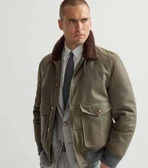 Brunello Cucinelli Leather Shearling-trim Jacket