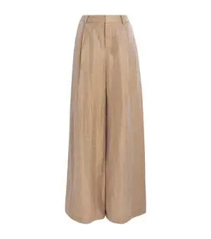 L'Agence Linen-blend Allanah Trousers - Brown
