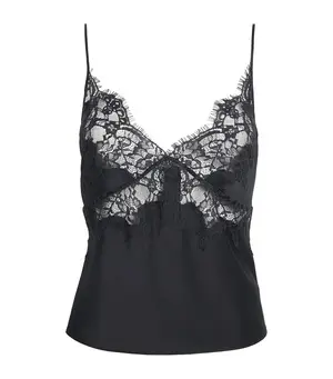 SKIMS Silk-lace Cami Top - Black