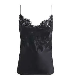 MARJOLAINE Silk Floral Tess Camisole - Black