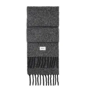 NN.07 Alpaca-wool-blend Fringed Scarf - Black
