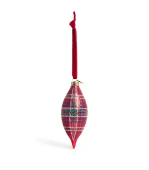 Harrods Tartan Drop Bauble - Red