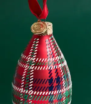 Harrods Tartan Drop Bauble - Red