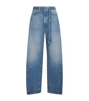 MOTHER Belted The Spoonful Nerdy High-rise Barrel Jeans - Blue