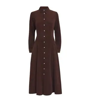 Polo Ralph Lauren Cotton Corduroy Midi Shirt Dress - Brown