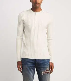 Amiri Wool-blend Script Henley Sweater