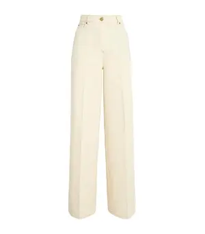 Agnona Cotton-cashmere Straight Jeans - Ivory