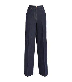Agnona Cotton-cashmere Straight Jeans - Navy