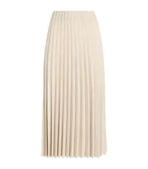 Agnona Plissé Midi Skirt - Beige