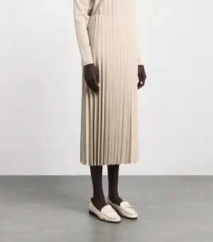 Agnona Plissé Midi Skirt