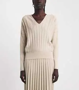 Agnona Plissé V-neck Sweater