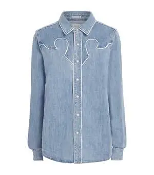 MOTHER Cotton The Country Exes Denim Shirt - Blue