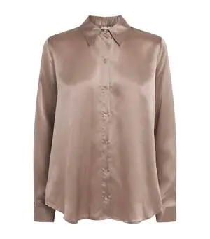 L'Agence Silk Tyler Blouse - Beige