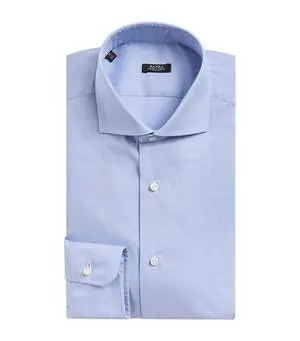 BARBA NAPOLI Stretch-cotton Poplin Slim Shirt - Blue