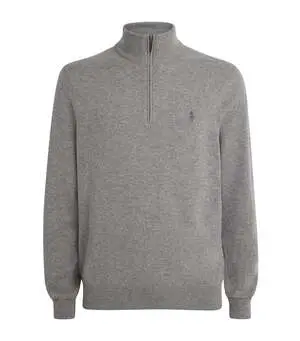 Polo Ralph Lauren Wool Polo Pony Quarter-zip Sweater - Grey