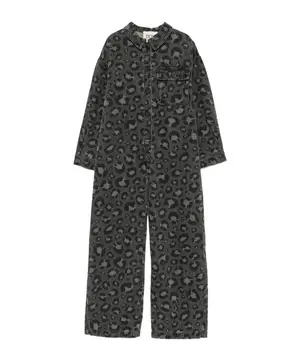 DOUUOD Leopard-print Denim Jumpsuit - Gray